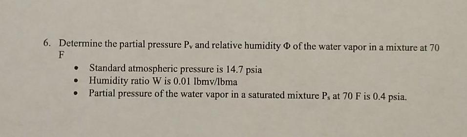 Solved 6. Determine the partial pressure P, and relative | Chegg.com