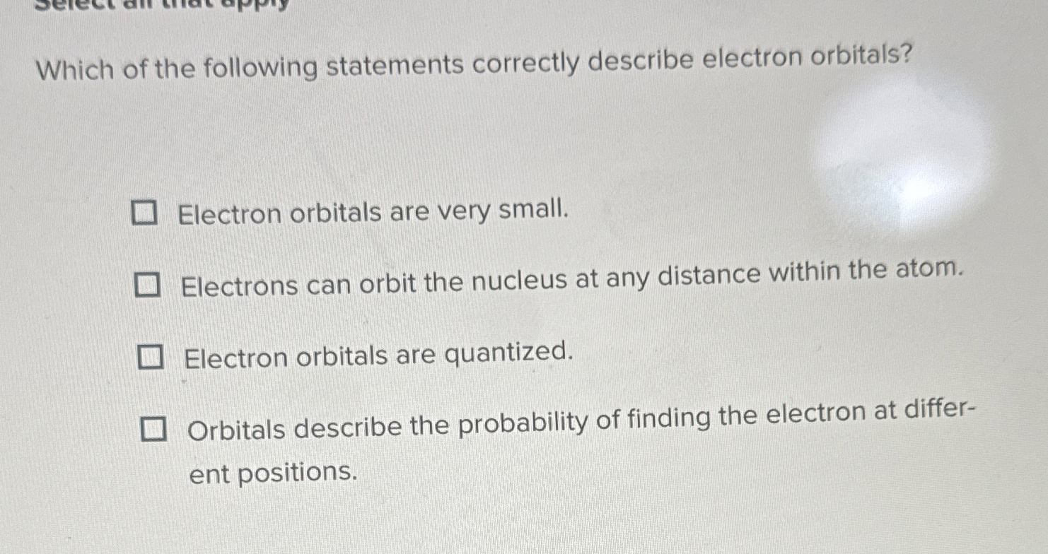 Solved Which of the following statements correctly describe | Chegg.com