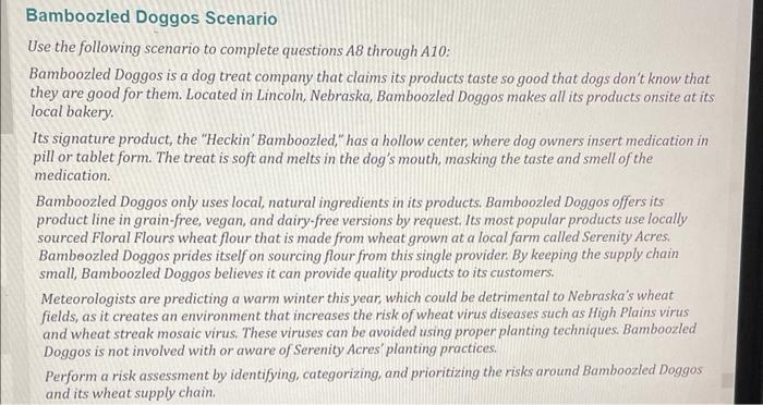Solved Bamboozled Doggos Scenario Use the following scenario | Chegg.com