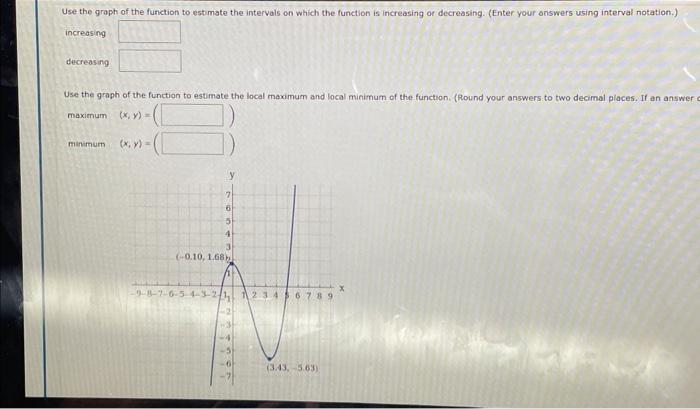 Solved increasing decreasing Use the graph of the function | Chegg.com