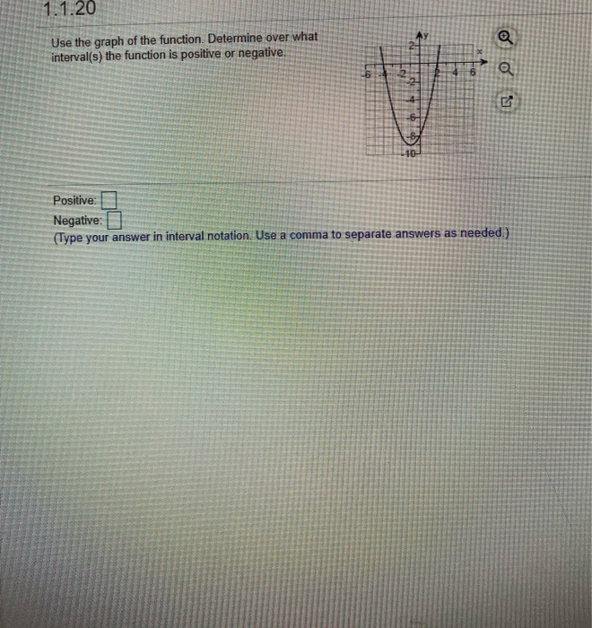 Solved 1.1.20 Use the graph of the function. Determine over | Chegg.com