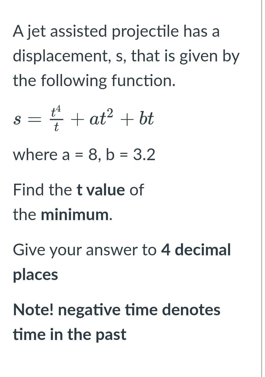 Solved A jet assisted projectile has a displacement, s, | Chegg.com