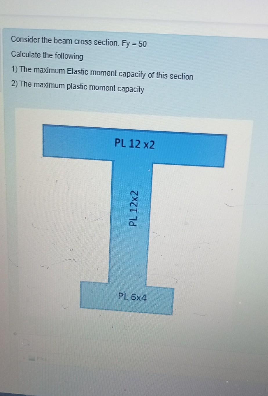 Solved Consider the beam cross section. Fy = 50 Calculate | Chegg.com