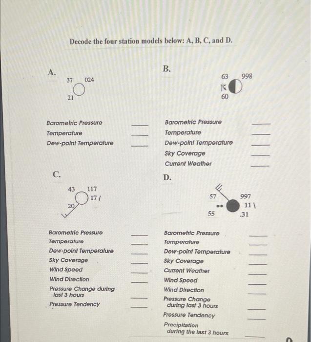 Solved Decode the four station models below: A, B, C, and D. | Chegg.com