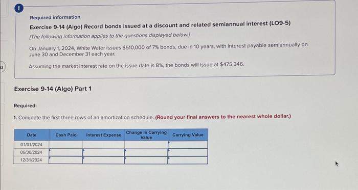 Solved Required information Exercise 9-14 (Algo) Record | Chegg.com