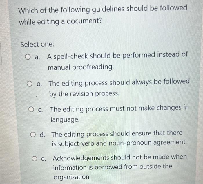 Which of the following guidelines should be followed | Chegg.com