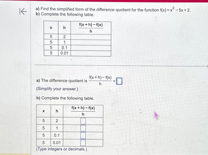 Solved a) Find the simplified form of the difference | Chegg.com