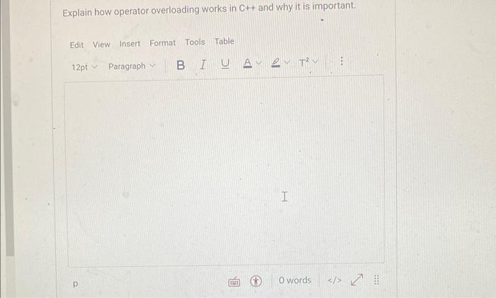 Solved Explain how operator overloading works in C++ and why | Chegg.com Solved Explain how operator overloading works in C++ and why | Chegg.com