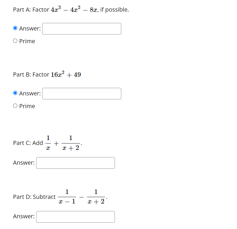 Part A: Factor 4x3-4x2-8x, ﻿if | Chegg.com