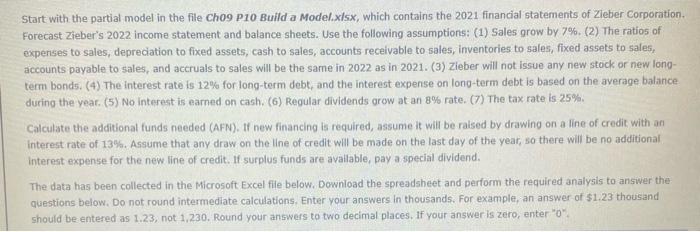 Start with the partial model in the file Cho9 p10 | Chegg.com