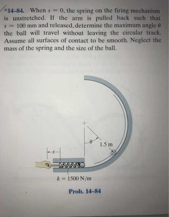 Solved S = *14–84. When s = 0, the spring on the firing | Chegg.com