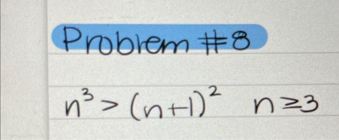 Solved Problem \#8 n3>(n+1)2n≥3 | Chegg.com