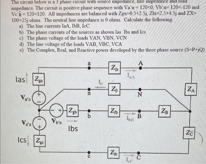 Solved The circuit below is a 3 phase circuit with source | Chegg.com