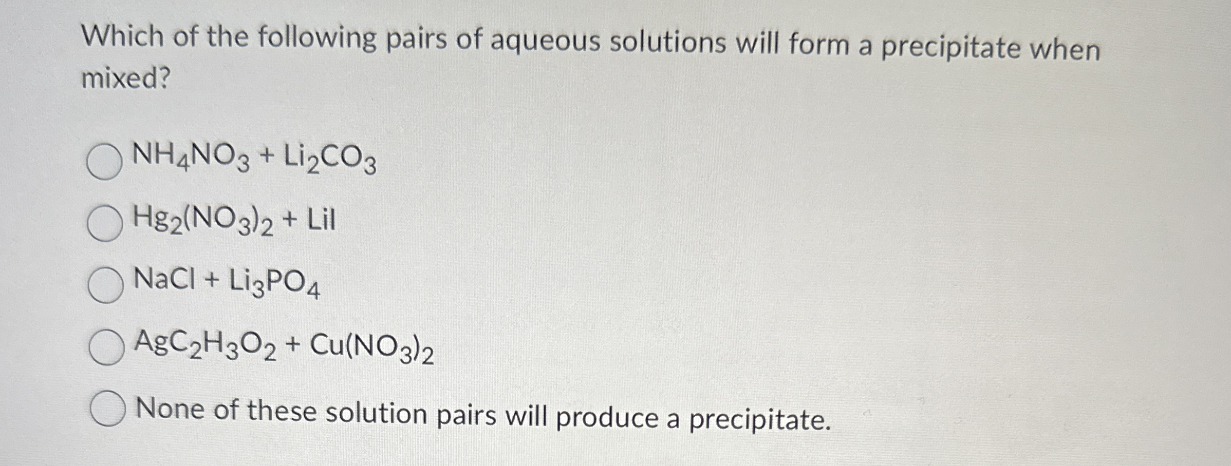 Solved Which of the following pairs of aqueous solutions | Chegg.com