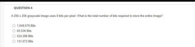 Solved QUESTION 4A 256×256 ﻿grayscale image uses 8 ﻿bits per | Chegg.com
