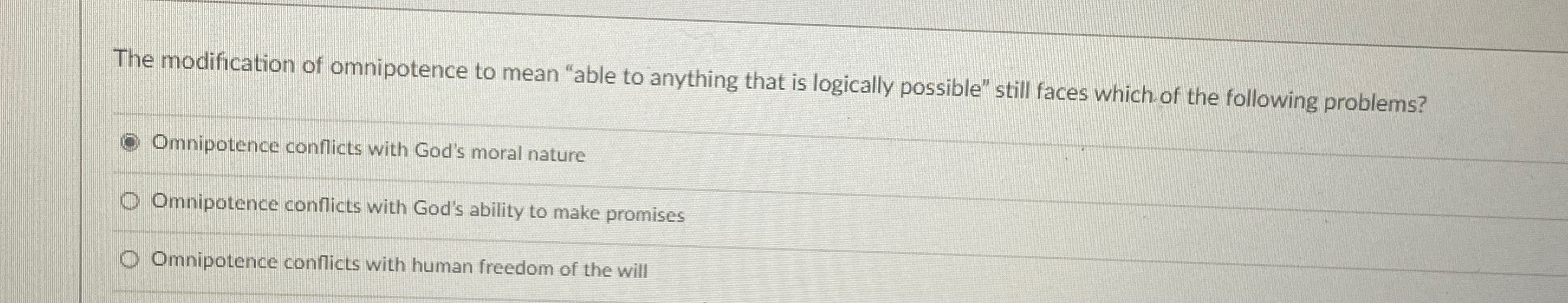 Solved The modification of omnipotence to mean "able to | Chegg.com