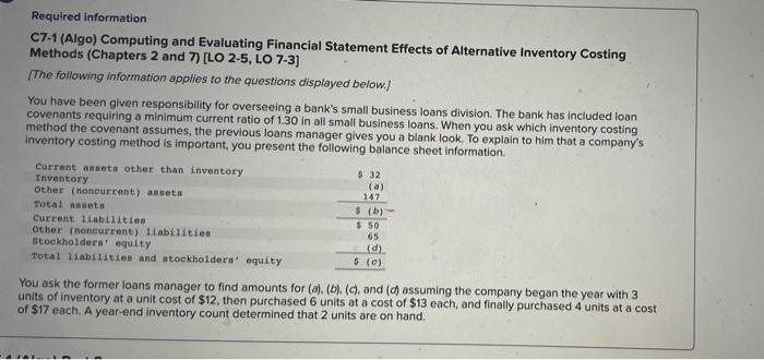 Solved 27.1 (Algo) Computing and Evaluating Financial | Chegg.com