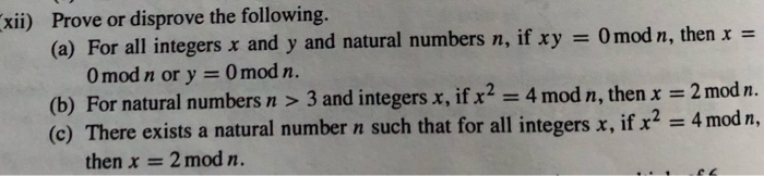 Solved xii) Prove or disprove the following. (a) For all | Chegg.com