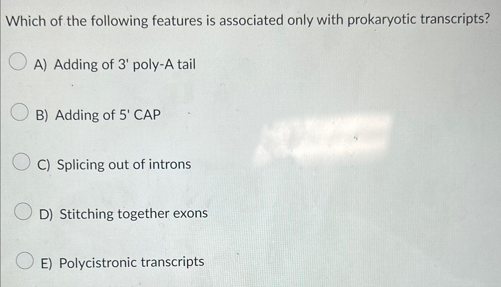 Solved Which of the following features is associated only | Chegg.com