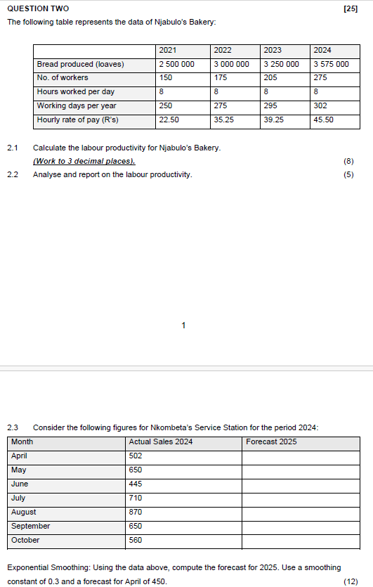 Solved QUESTION TWOThe following table represents the data | Chegg.com