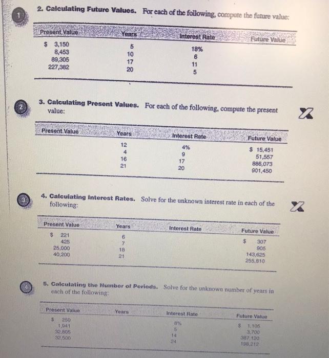 Solved 2. Calculating Future Values. For each of the | Chegg.com