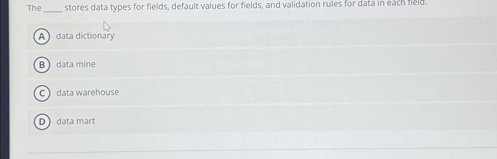Solved The stores data types for fields, default values for | Chegg.com