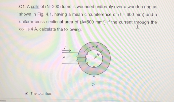 Solved Q1. A coils of (N=200) turns is wounded uniformly | Chegg.com