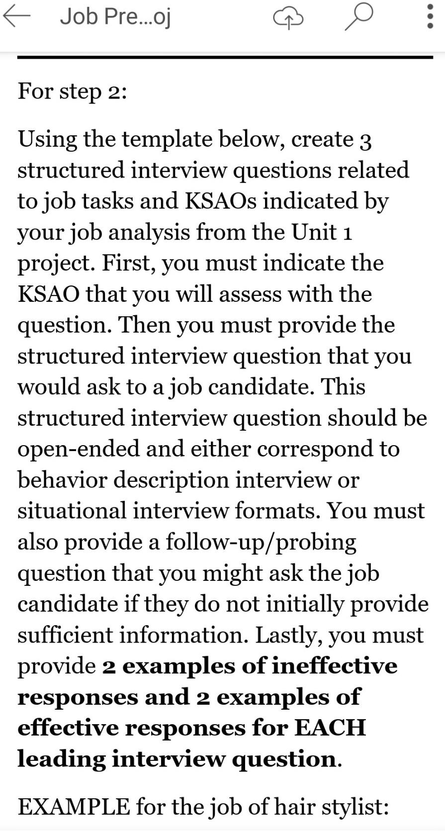Solved For step 2: Using the template below, create 3 | Chegg.com