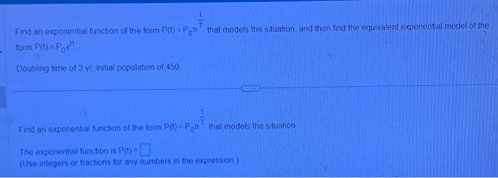 Solved T Find an exponential function of the form P(t) = Pon | Chegg.com