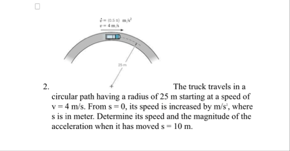 Solved circular path having a radius of 25 ﻿m starting at a | Chegg.com