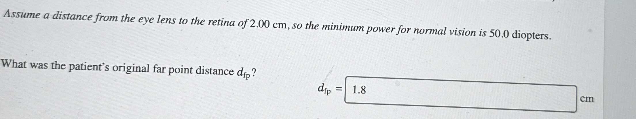 Solved Assume a distance from the eye lens to the retina of | Chegg.com
