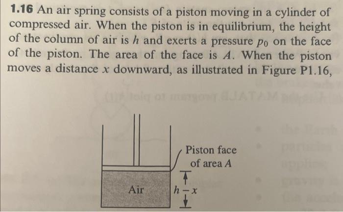Solved 1.16 An air spring consists of a piston moving in a | Chegg.com