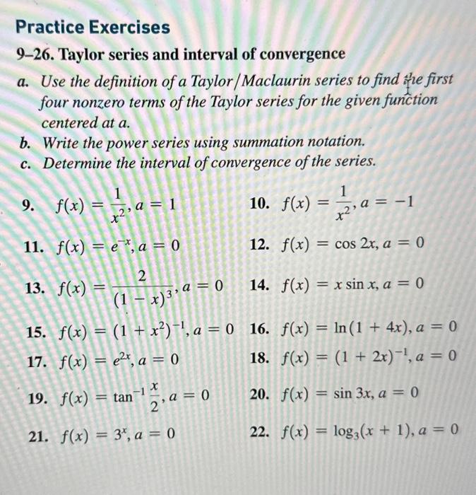Solved Practice Exercises 9-26. Taylor series and interval | Chegg.com