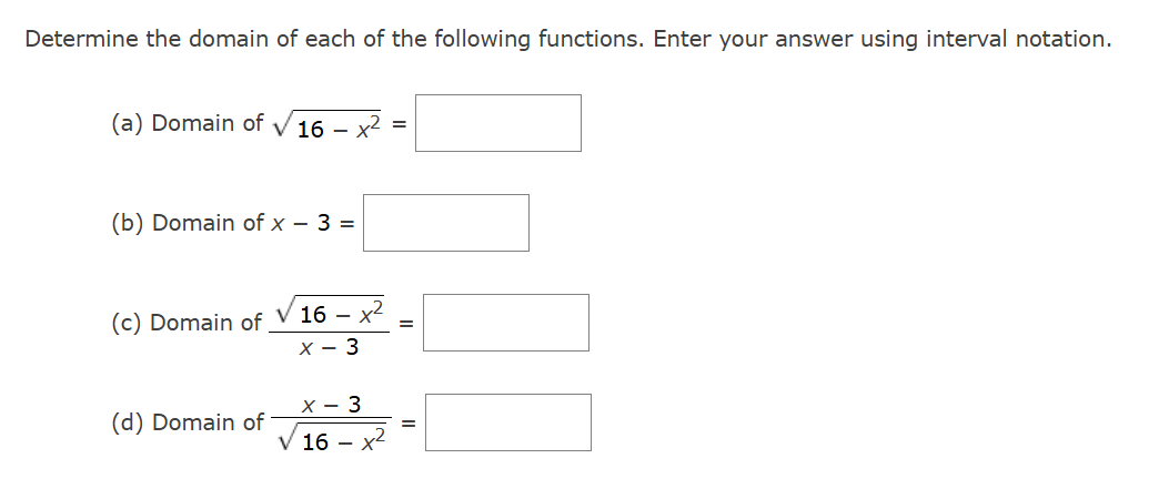 Solved Determine the domain of ﻿each of ﻿the following | Chegg.com