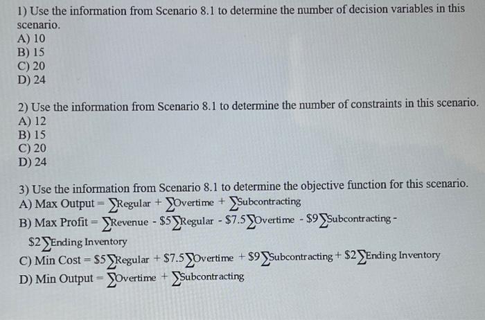 Problems from Scenario 8.1 - Gang Aft Agley Gang Aft | Chegg.com