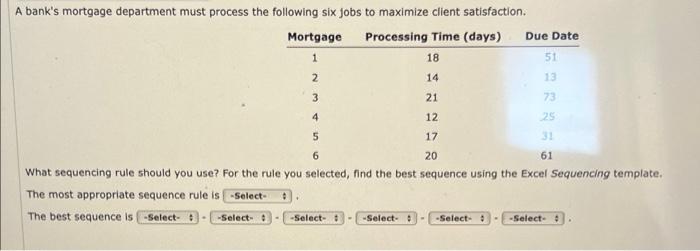 Solved What sequencing rule should you use? For the rule you | Chegg.com