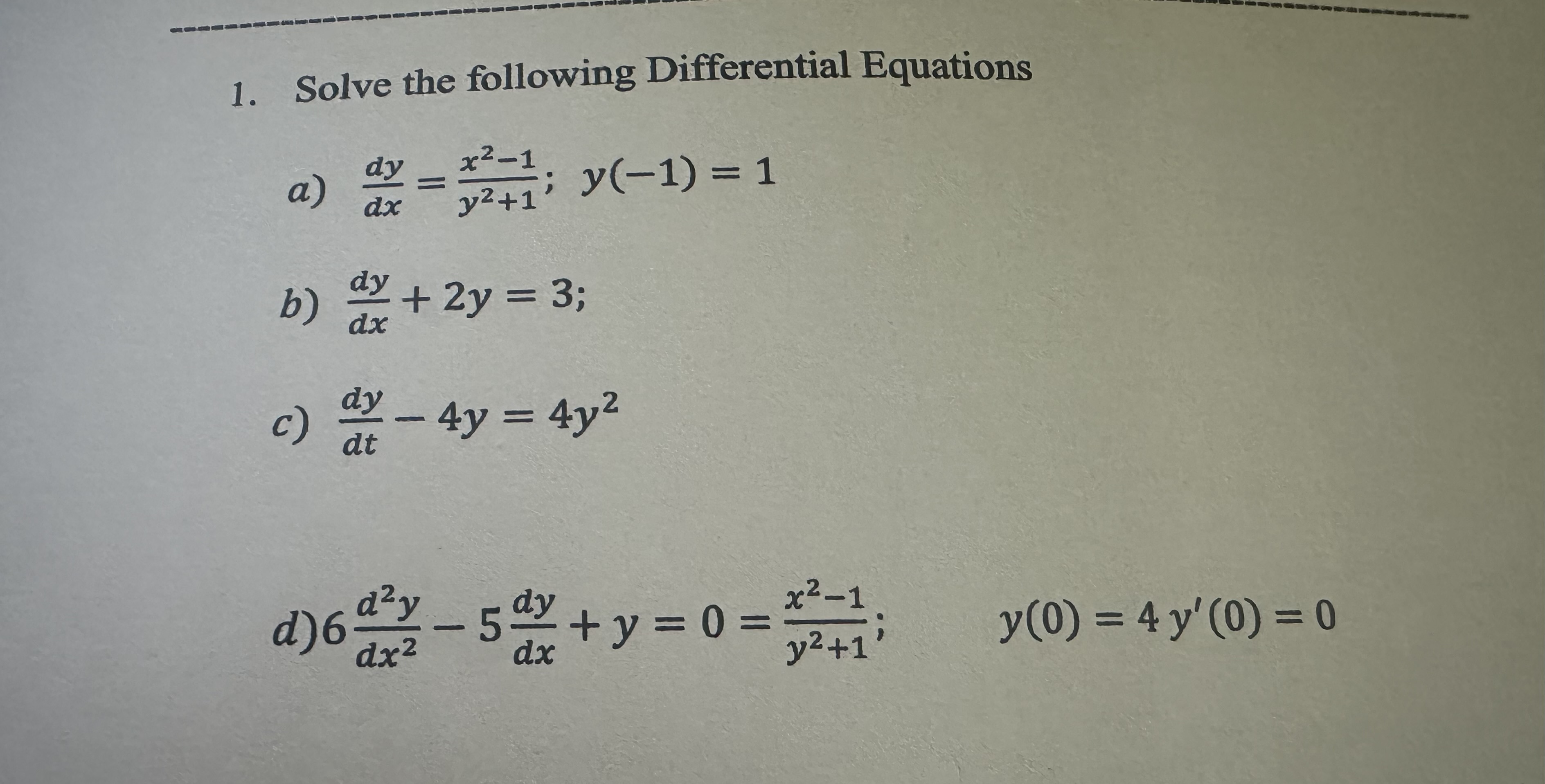 Solved Solve the following Differential | Chegg.com