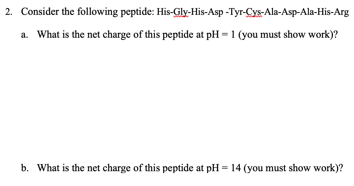 Consider the following peptide: His-Gly-His-Asp | Chegg.com