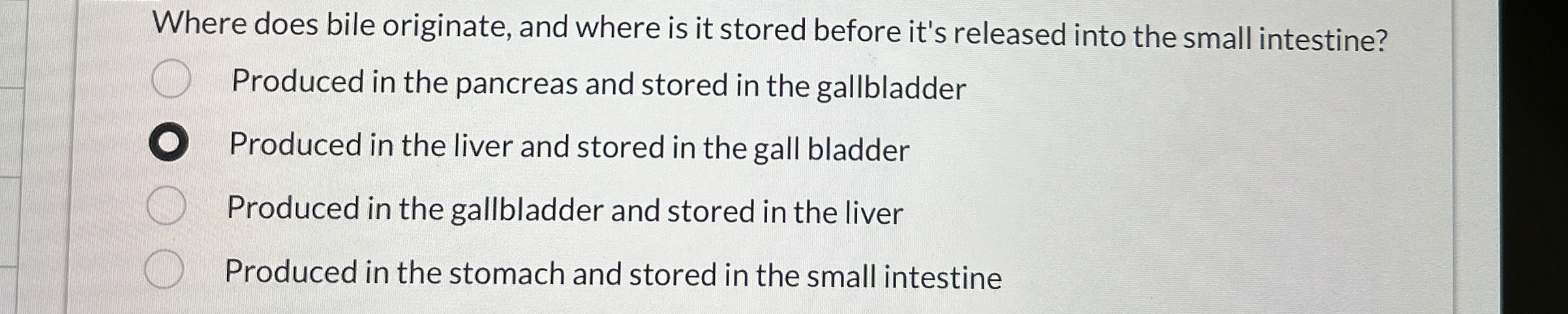 Solved Where does bile originate, and where is it stored | Chegg.com