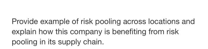 Solved Provide example of risk pooling across locations and | Chegg.com