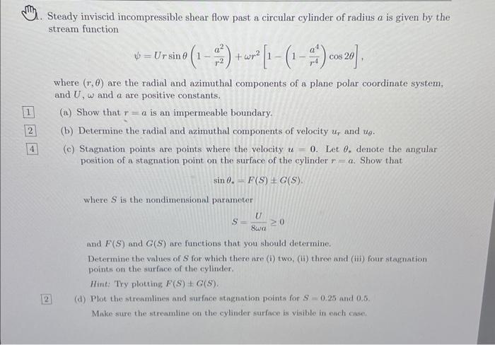 Solved Steady inviscid incompressible shear flow past a | Chegg.com