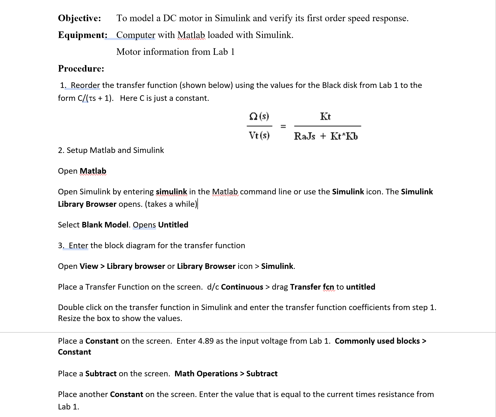 Solved Objective: To model a DC motor in Simulink and verify | Chegg.com