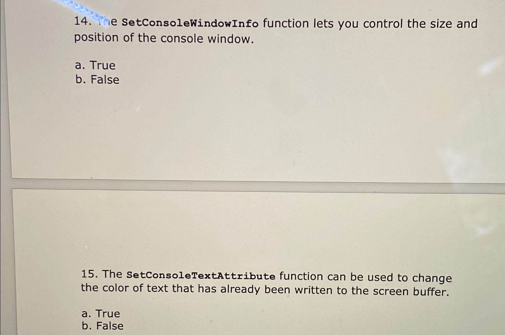 Solved The SetConsoleWindowInfo function lets you control | Chegg.com