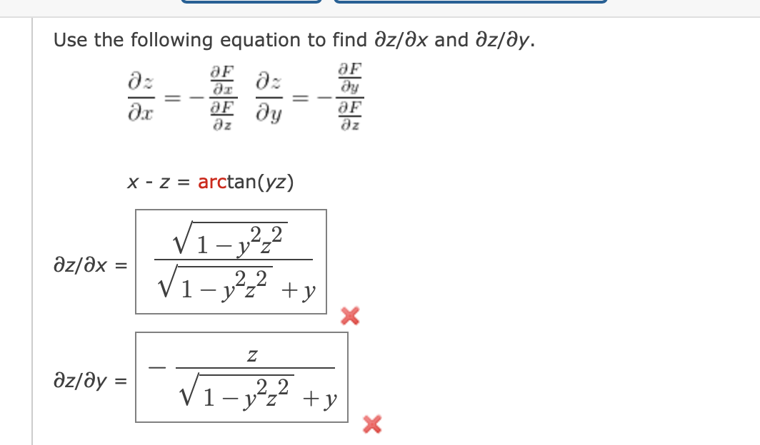 Solved Use the following equation to find delzdelx and | Chegg.com