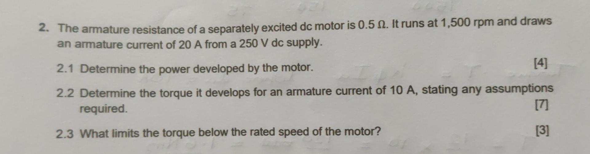 Solved 2. The armature resistance of a separately excited dc | Chegg.com