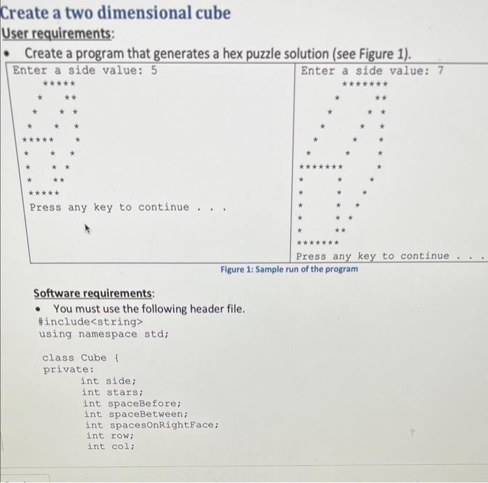 Solved reate a two dimensional cube Jser requirements: | Chegg.com