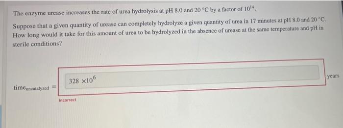 Solved The enzyme urease increases the rate of urea | Chegg.com