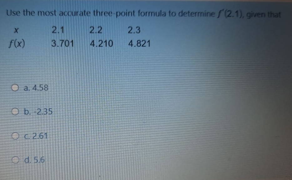 Solved Use the most accurate three-point formula to | Chegg.com