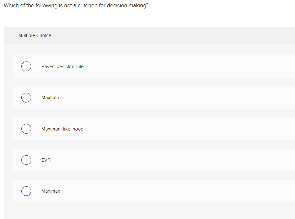 Solved Which of the following is not a criterion for | Chegg.com