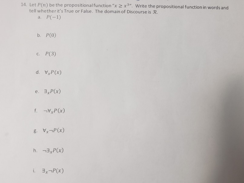 Solved 14. Let P(n) be the propositional function "x > x3". | Chegg.com